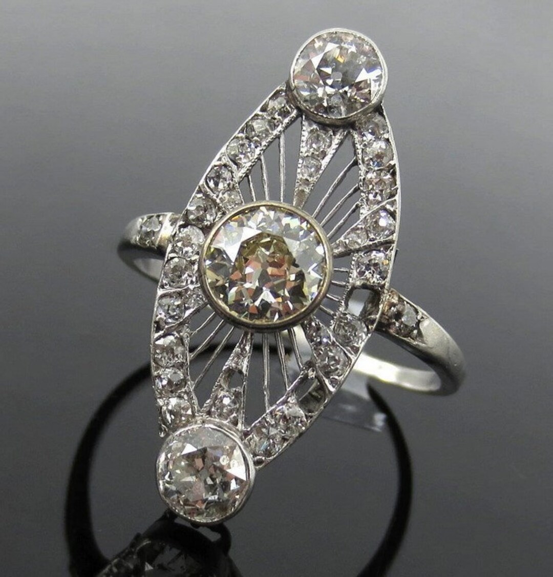1930s Old European Cut Diamond Vintage Ring, Antique Art Deco Bezel Set ...