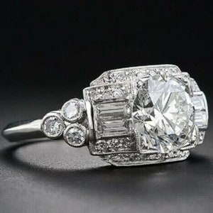 Vintage 1930s Round Cut Diamond Edwardian Ring, Bezel Set- Illusion ...