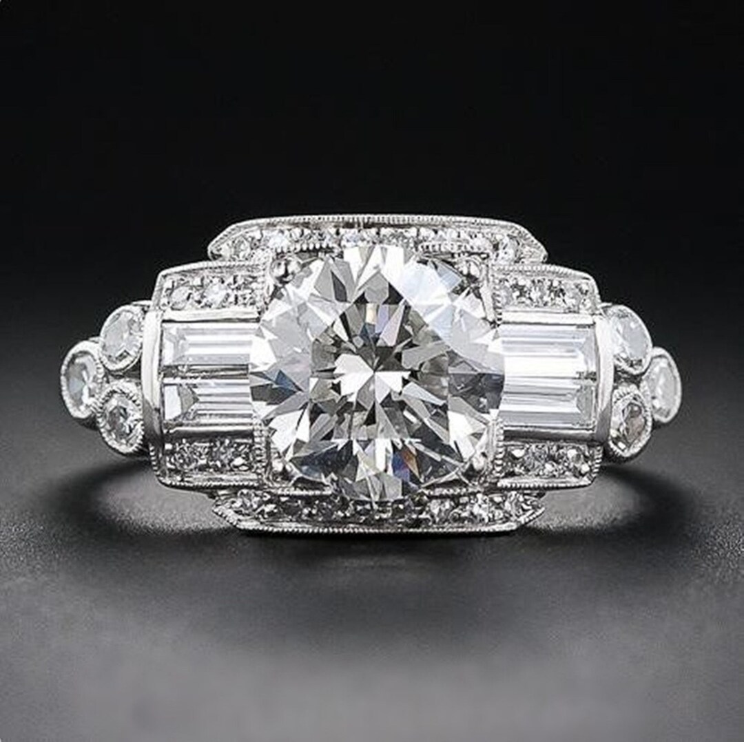 Vintage 1930s Round Cut Diamond Edwardian Ring, Bezel Set- Illusion ...
