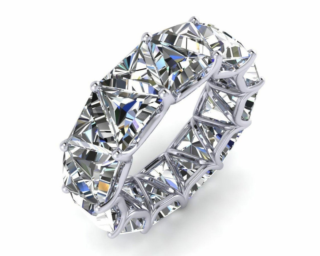 Trillion Cut Diamond Eternity Diamond Band, Stackable Wedding Band for ...