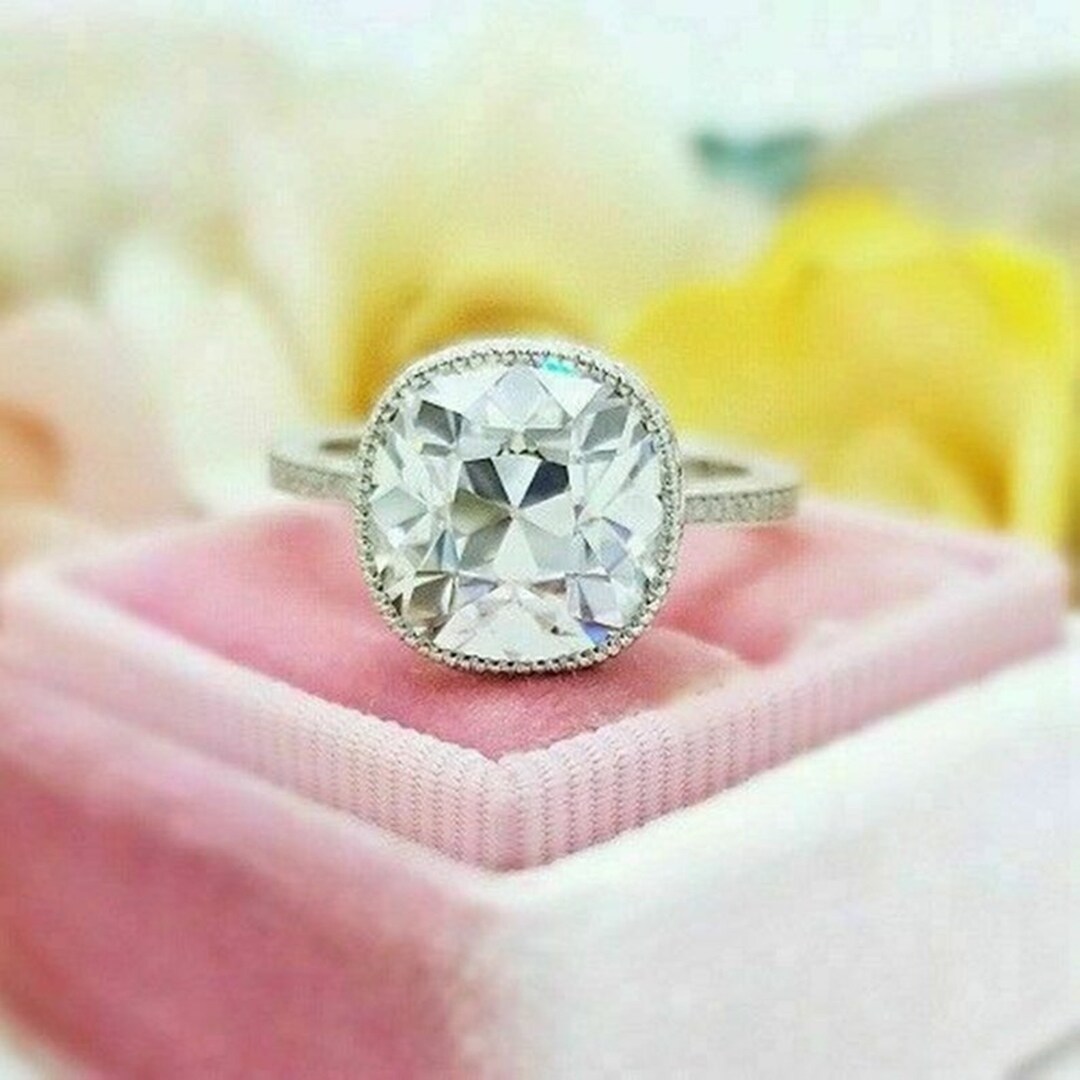 Art Deco Old Mine Cushion Cut Diamond Ring, Old European Cut Diamond ...