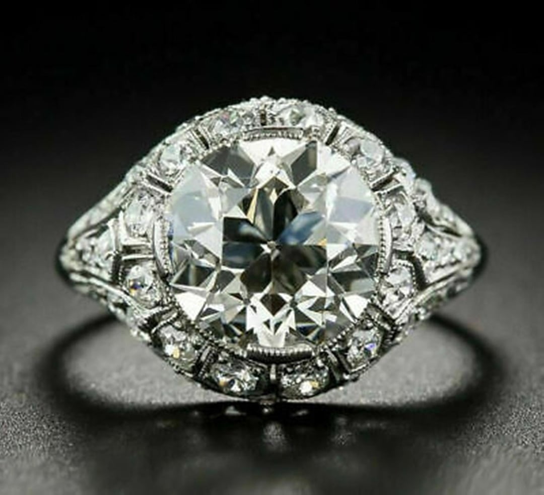Antique Victorian Edwardian Ring, Old European Cut Diamond Retro ...