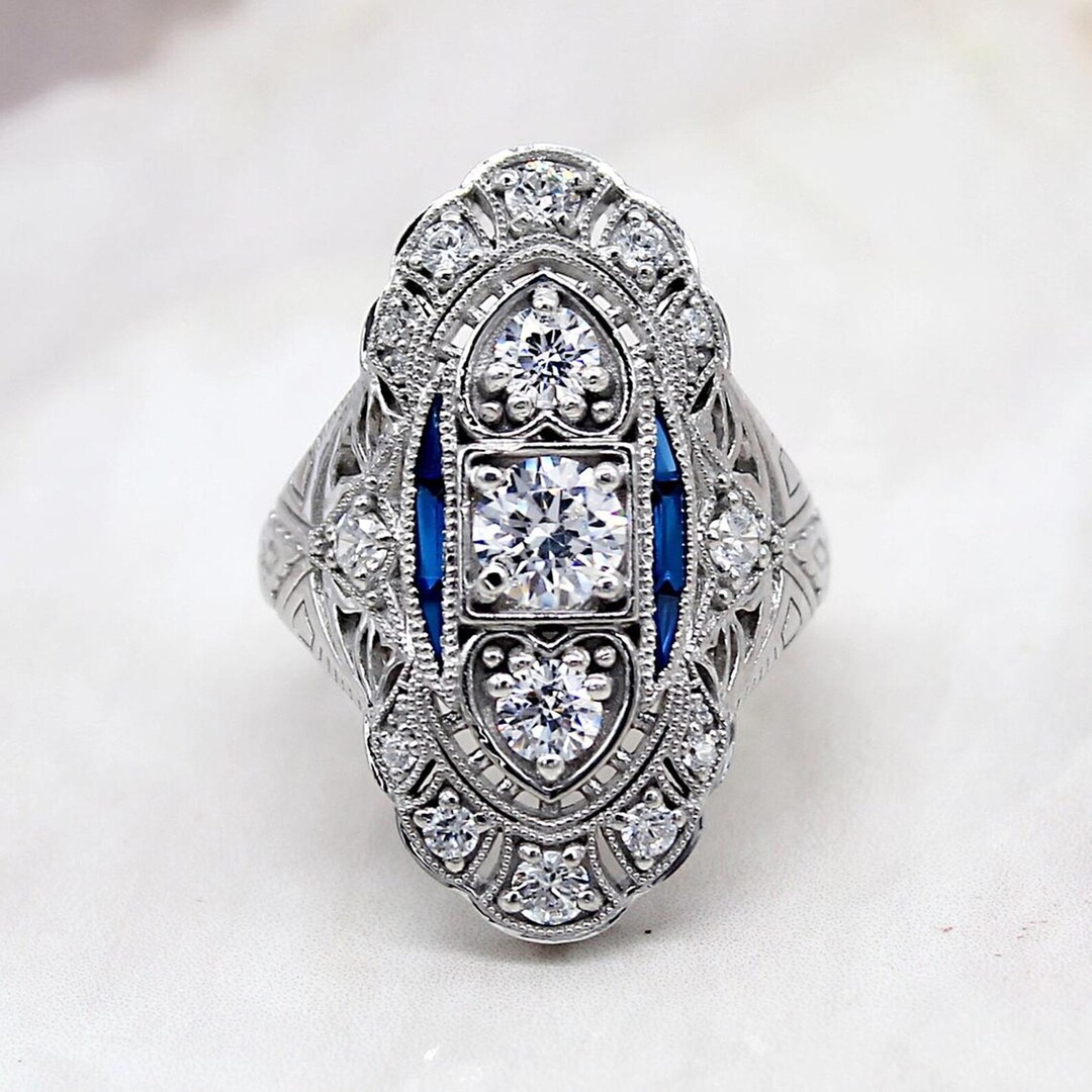 Vintage Lozenge Dinner Ring, Antique Art Deco Engagement Ring ...