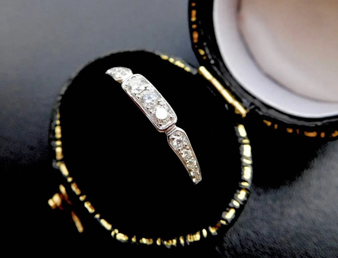 Art Deco Diamond Engagement Ring, Stacking Band Ring, Eternity Dainty ...