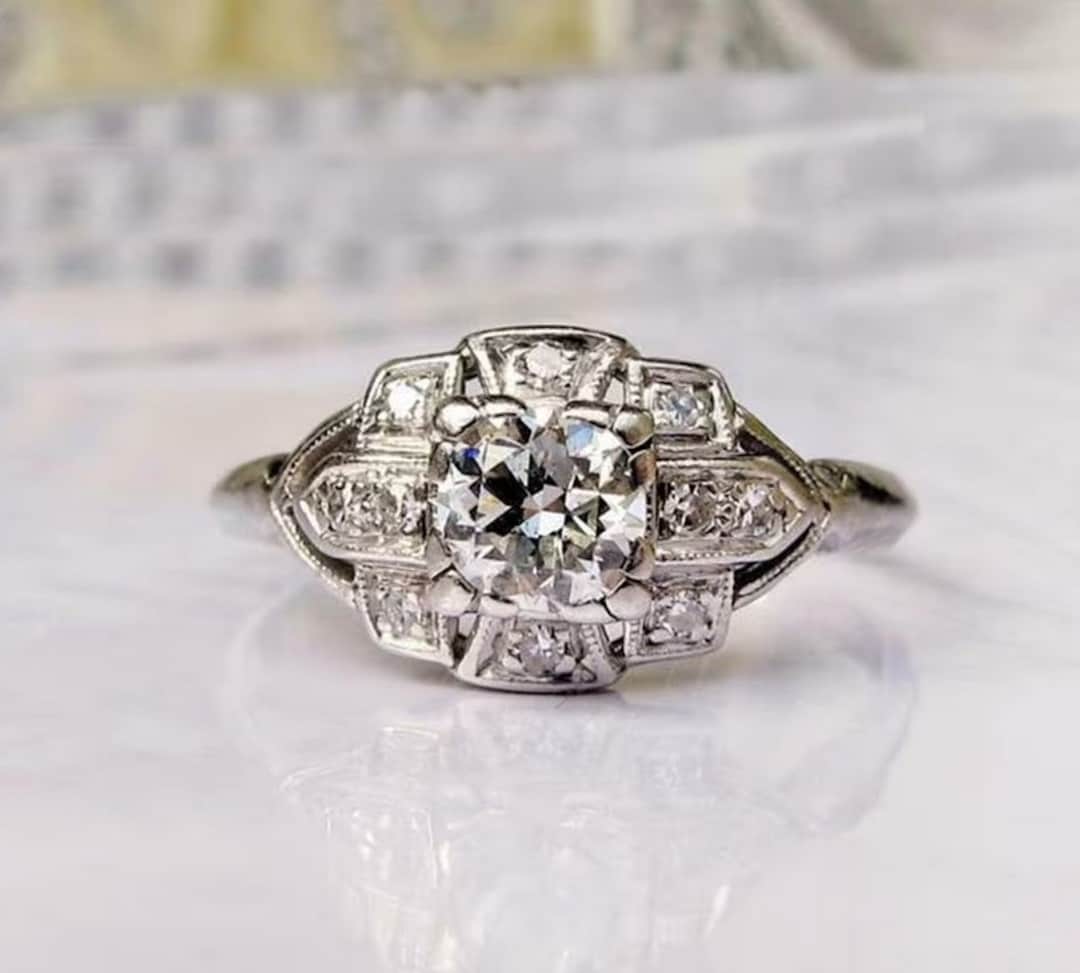 1930s Vintage Old European Diamond Ring, Retro Iconic Ring for Women ...