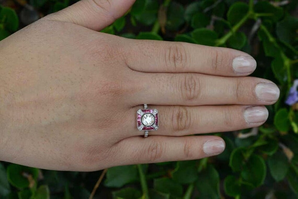 Vintage Old European Cut Diamond Ring,antique Art Deco Engagement Ring ...