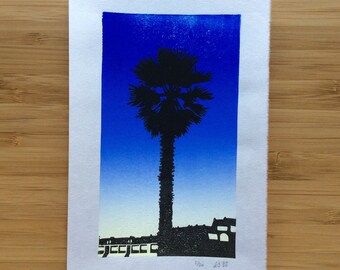 Lino Print Sunset - Etsy