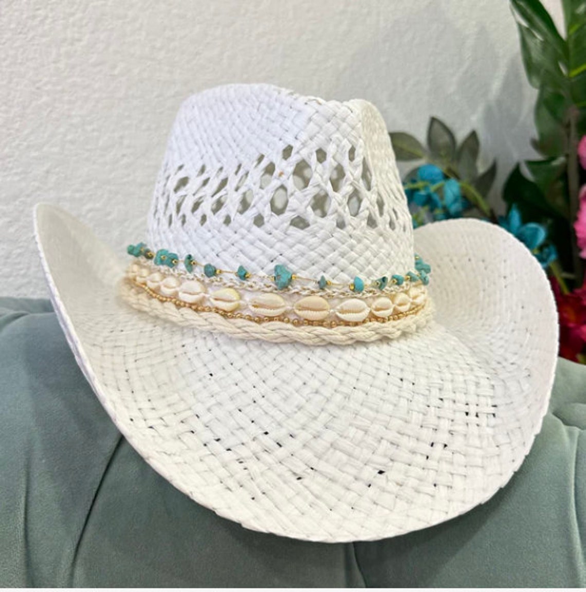 Coastal Cowgirl Hat Turquoise Tropics Hat - Etsy