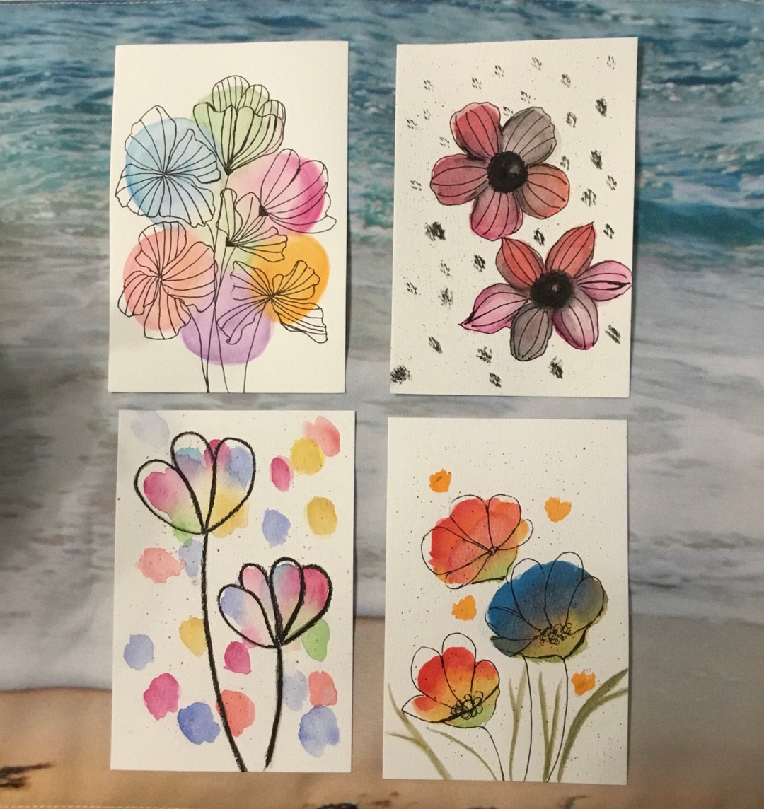 Hand Painted Watercolor Postcards, Watercolor Note Cards, Watercolor ...