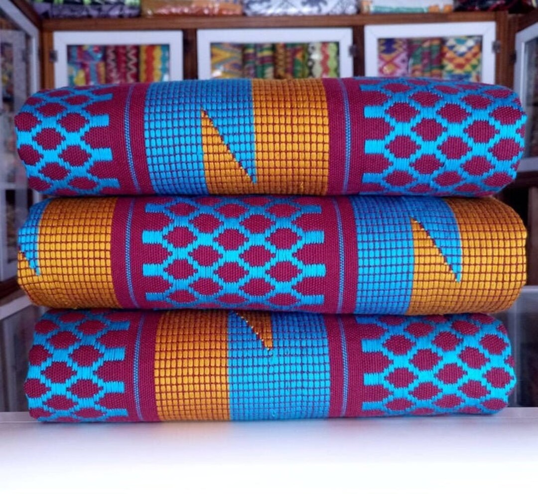 Handwoven Ghana Kente Fabric, Authentic African Cloth (6 or 12 Yards ...