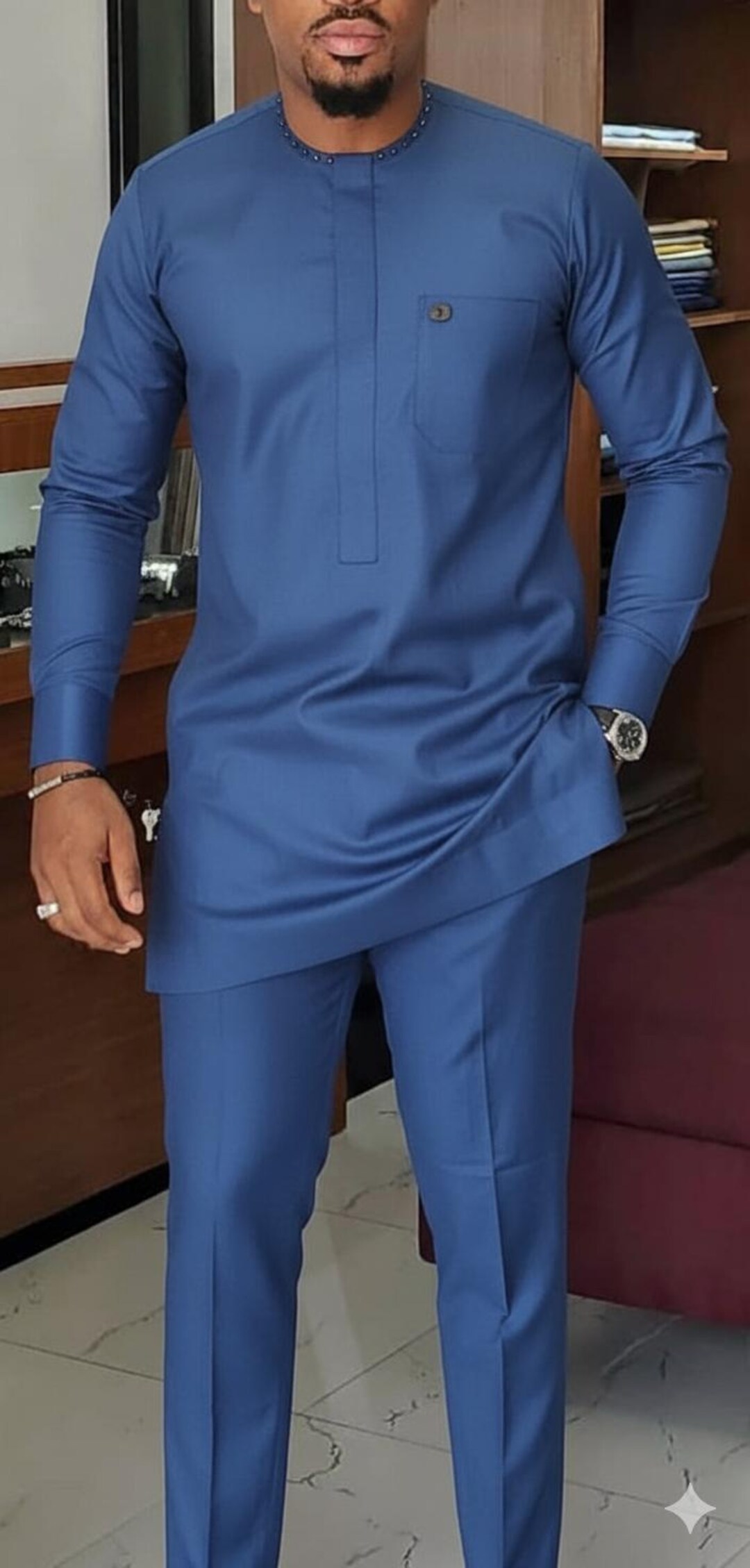 Wedding Suit for Men – Traditional Nigerian Kaftan and Pants Set in ...