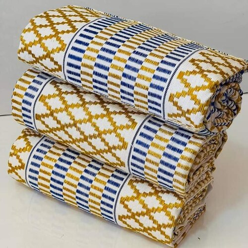 Royal Gold & White Authentic Kente Fabric and Kente Cloth From - Etsy