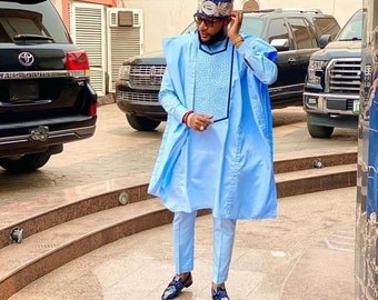 Navy Blue AGBADA, AGBADA for Men, African AGBADA, African Wedding Suit ...
