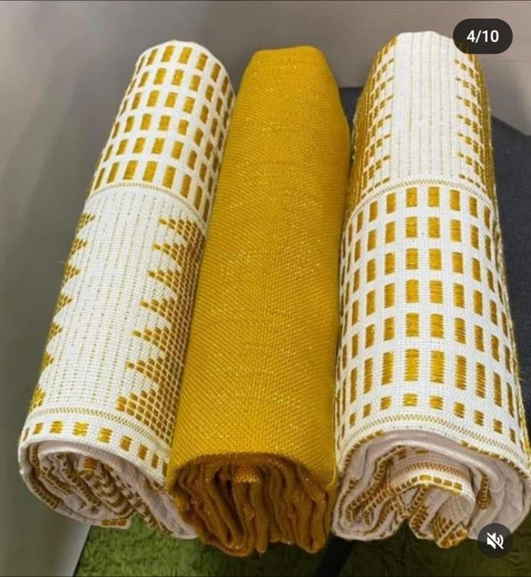 Ghana Authentic Handwoven Blue, Gold and White Kente 6 Yards Kente ...