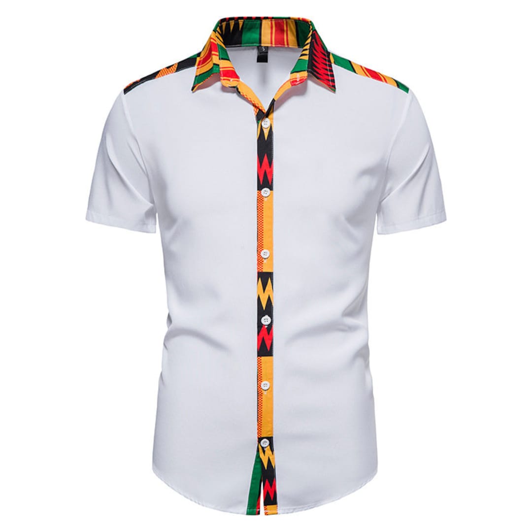 African Kente Print Men's Shirt | Handmade Casual Wear - Etsy
