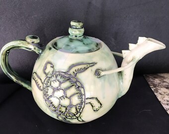 Marbled Golden-brown Artistic Teapot - Etsy