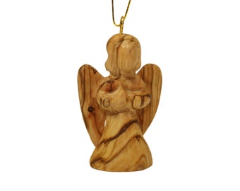 Personalized Olive Wood Angel Ornament, Kids Angel Ornament, Christmas ...