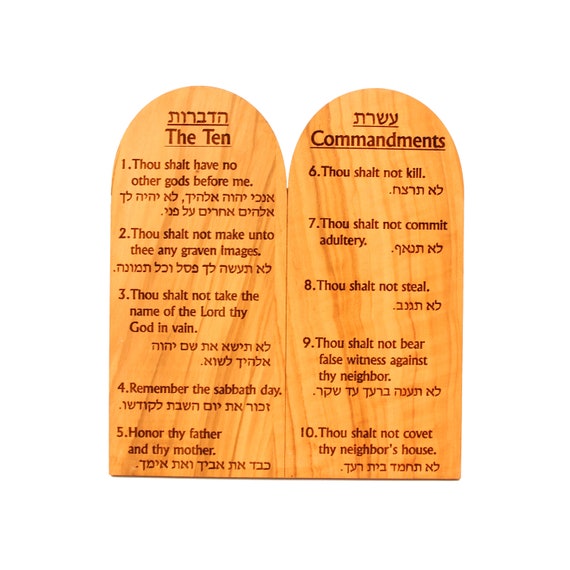 The Lord Ten Commandments Olive Wood Table Top | Etsy
