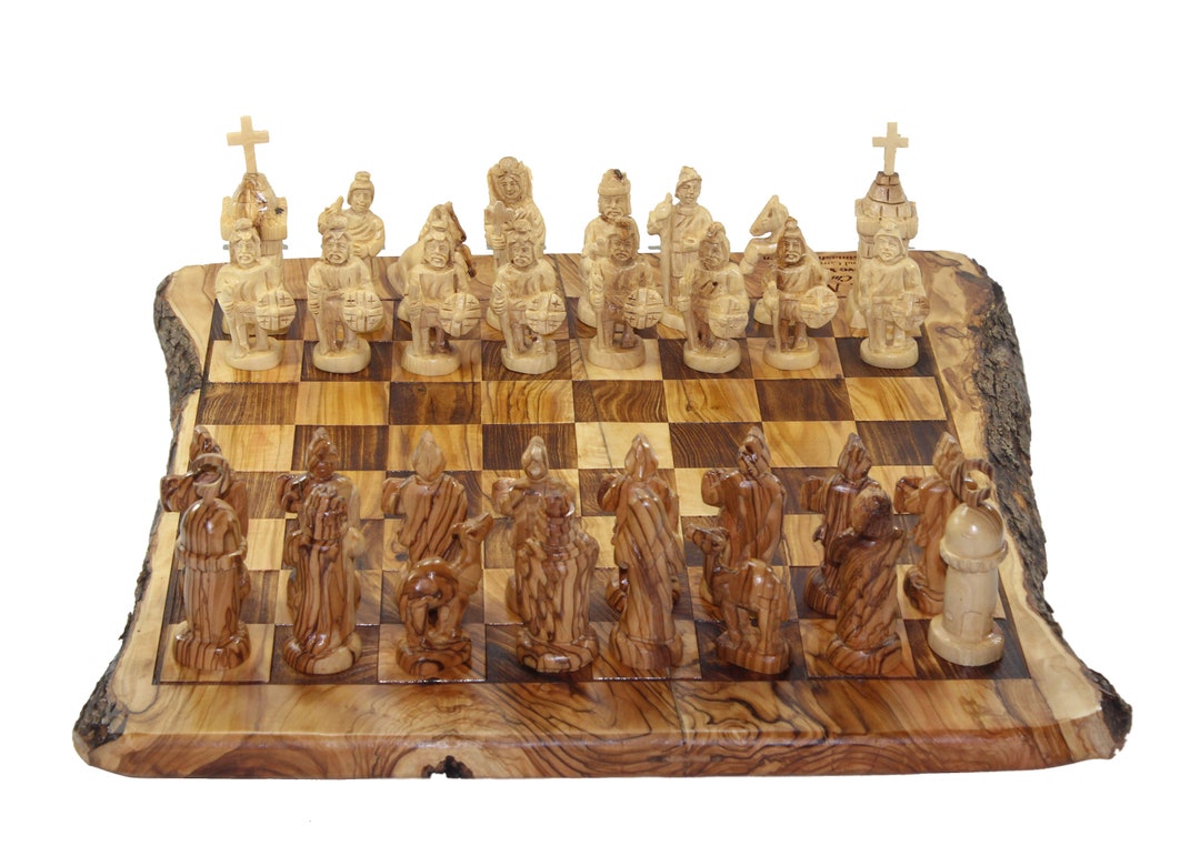 Olive Wood Crusaders & Saladin Chess Set From Bethlehem - Etsy