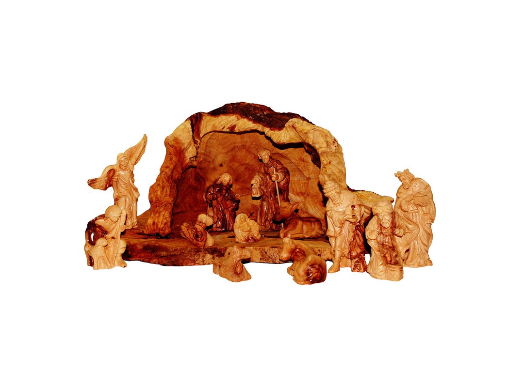 Unique Hand Carved Nativity Set With Natural Cave From Bethlehem, the ...