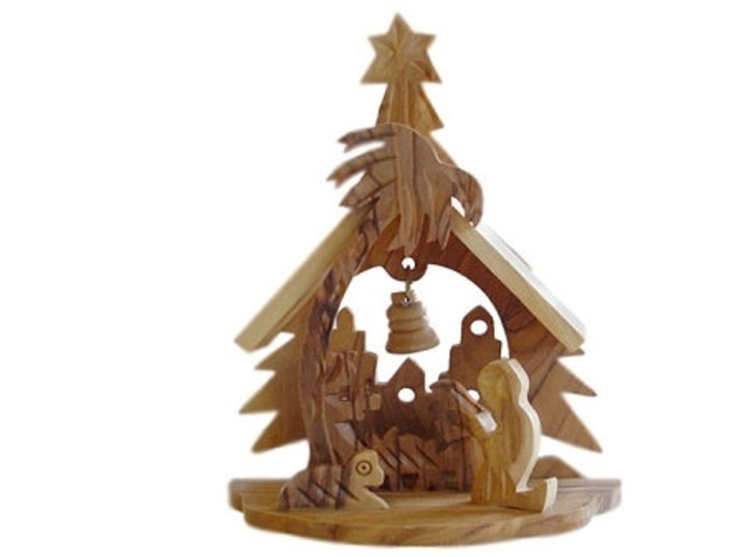 Olive Wood Christmas House Nativity Set Stable - Etsy