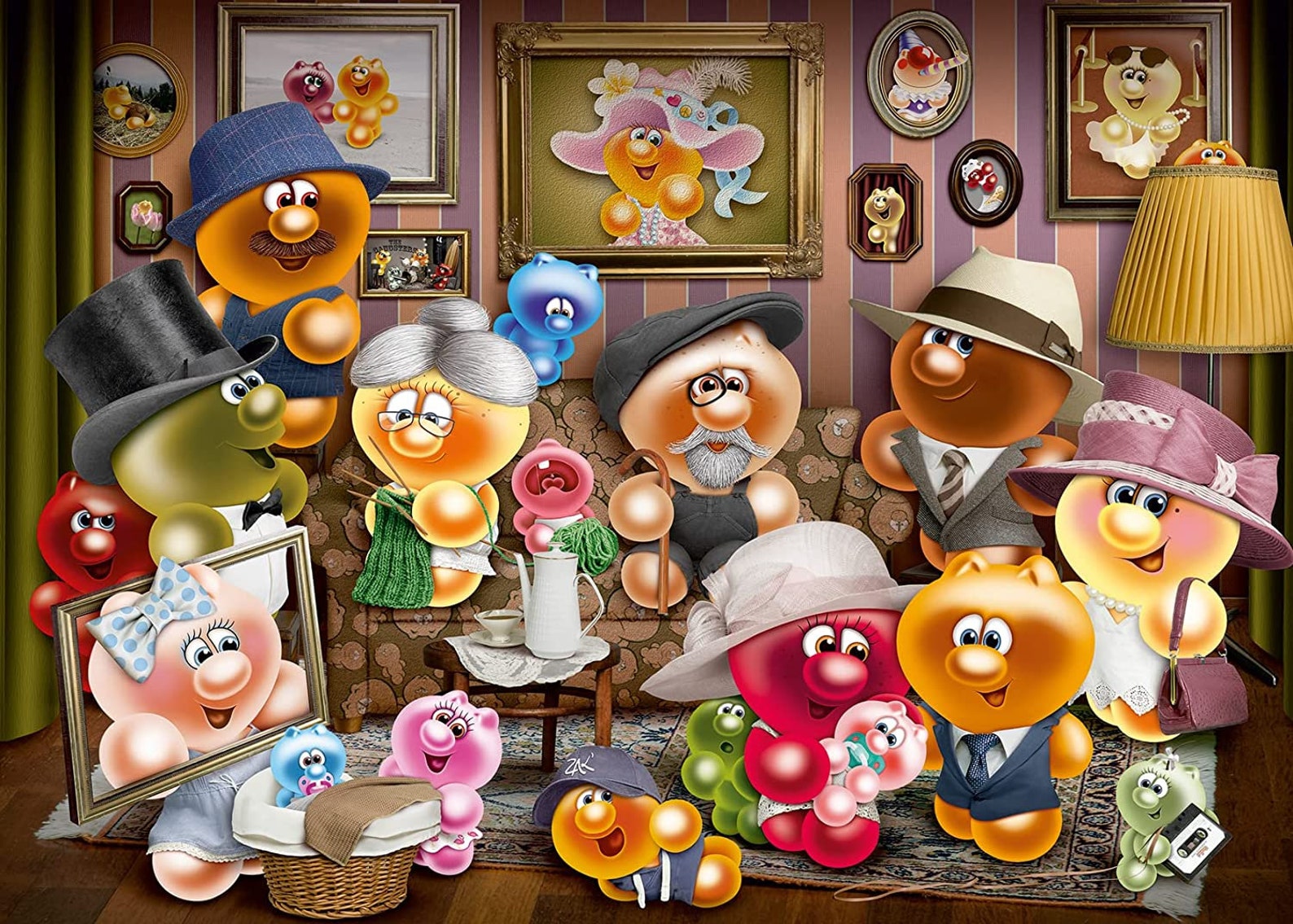 Ravensburger Gelini 2 X 1000 Piece Puzzle - Family Portrait - Dollhouse ...