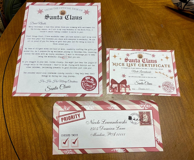 Personalized Santa Letter From the North Pole Kid Love Receiving Mail ...
