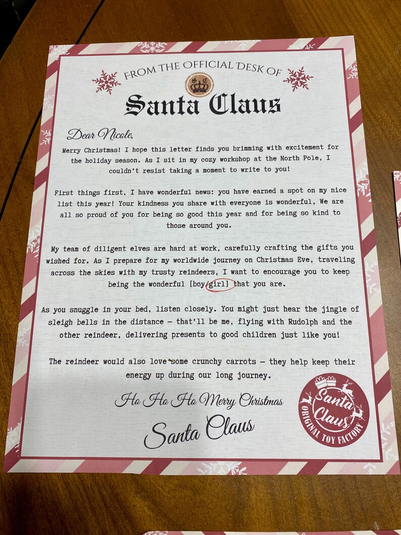 Personalized Santa Letter From the North Pole Kid Love Receiving Mail ...