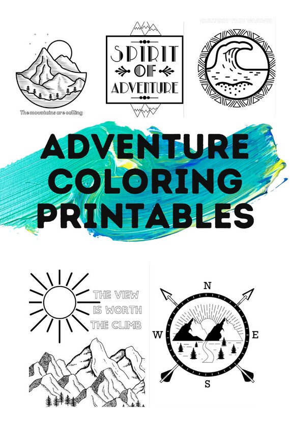 Adventure Themed Coloring Sheet Printable 5 Full Size | Etsy