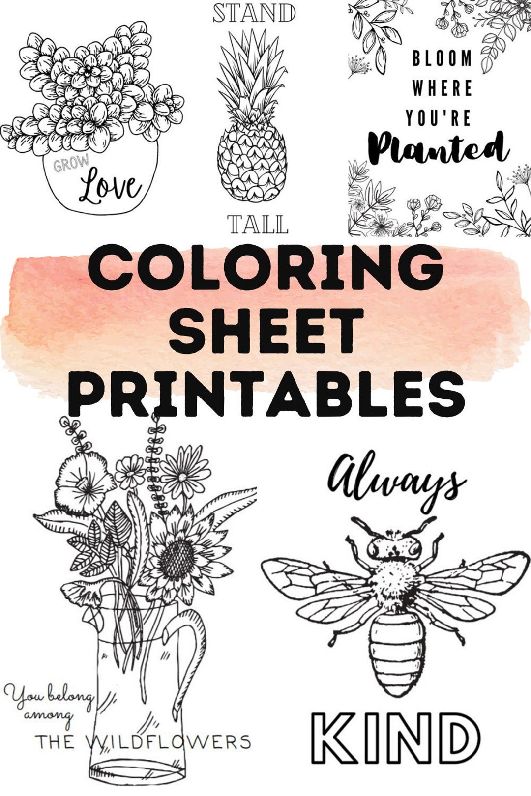 Bloom Coloring Sheet Printable - 5 Full Size Coloring Pages - Etsy