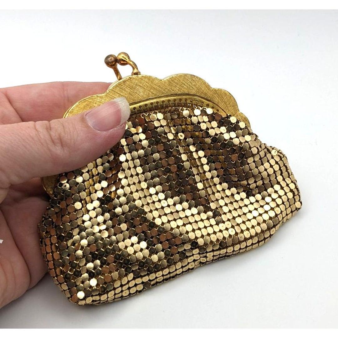 Very Nice Vintage OROTON Gold-tone Mesh Metal Coin Purse Small Clutch ...