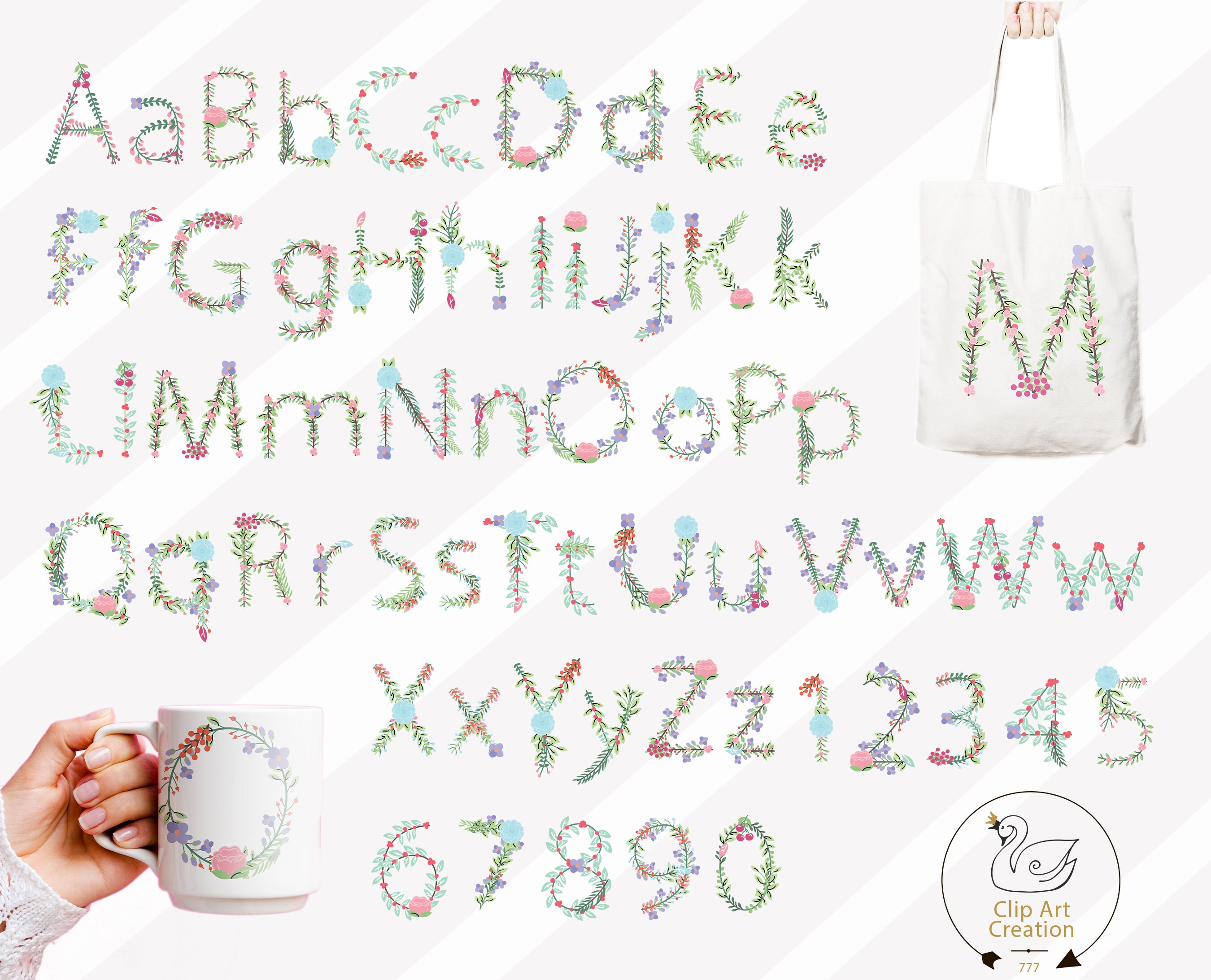 Floral Alphabet Clipart Flower Alphabet Clipart Wedding - Etsy