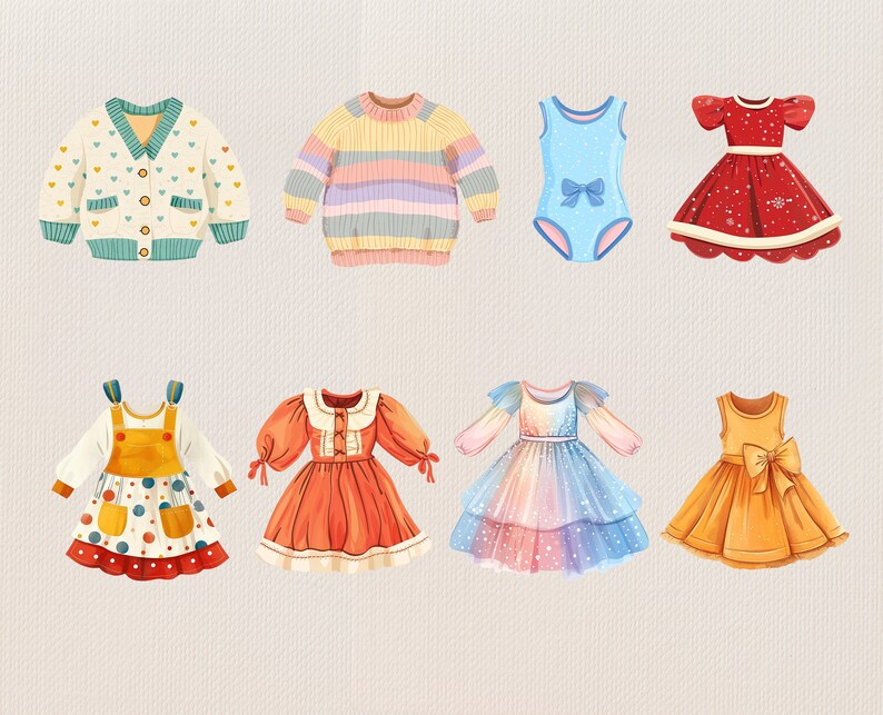 Cute Girl Clothes Clipart, Dress Clipart, Fashion Girl Clipart, Dress ...