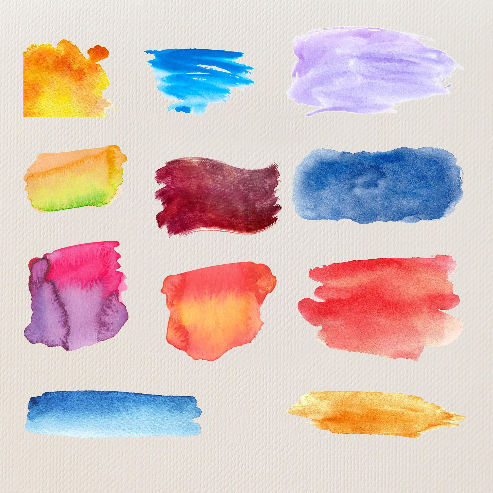 50 Watercolor Strokes Watercolor Clipart Paint Strokes - Etsy