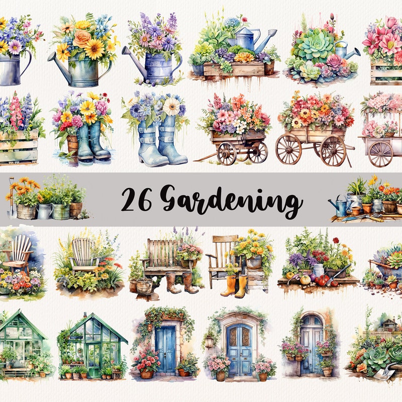 Gardening Clipart - Etsy