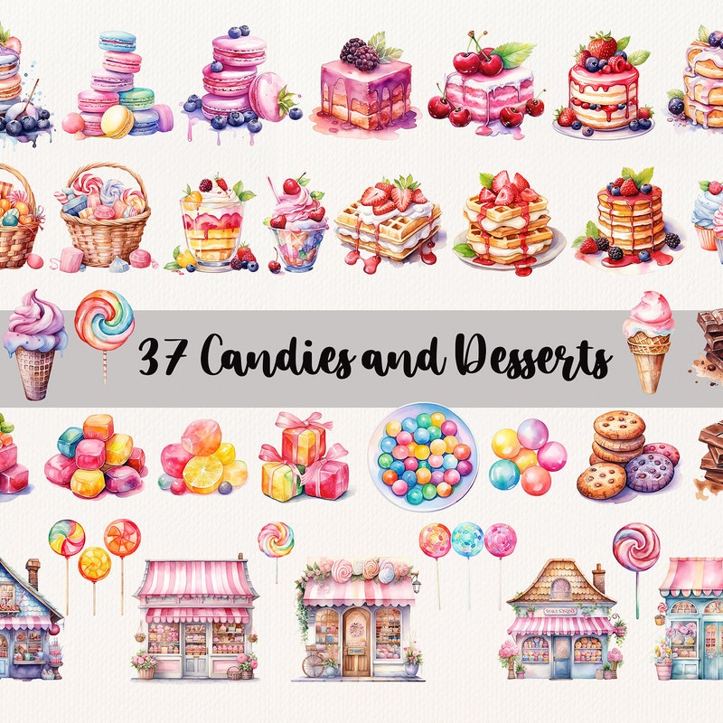 Watercolor Bakery Clipart - Etsy