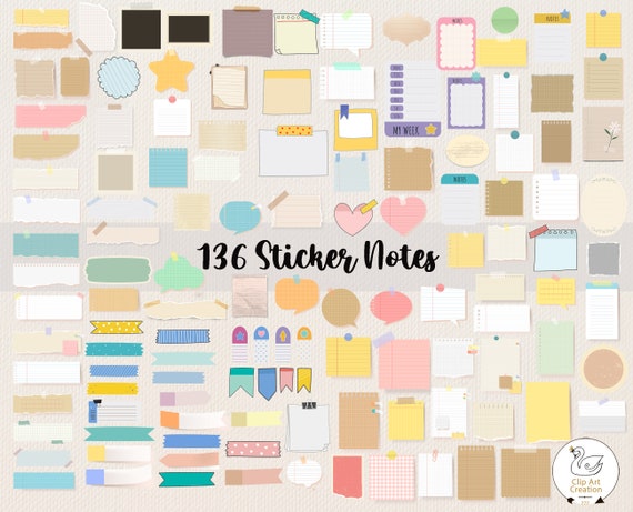 136 Digital Sticky Notes Digital Stickers Png Stickers - Etsy