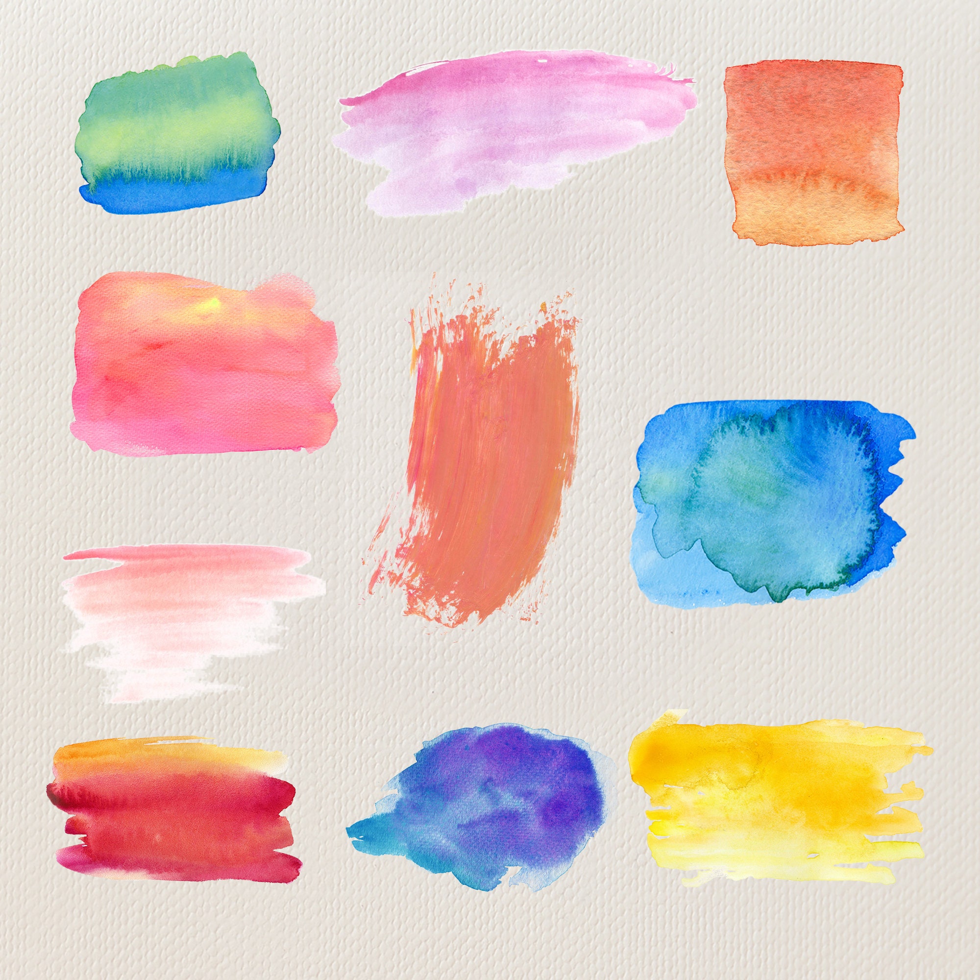50 Watercolor Strokes Watercolor Clipart Paint Strokes - Etsy
