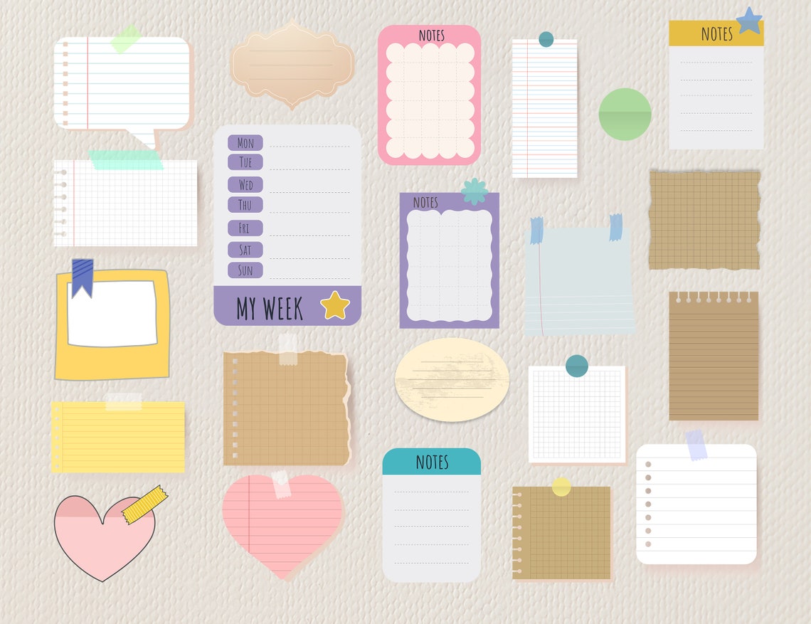 136 Digital Sticky Notes Digital Stickers Png Stickers - Etsy