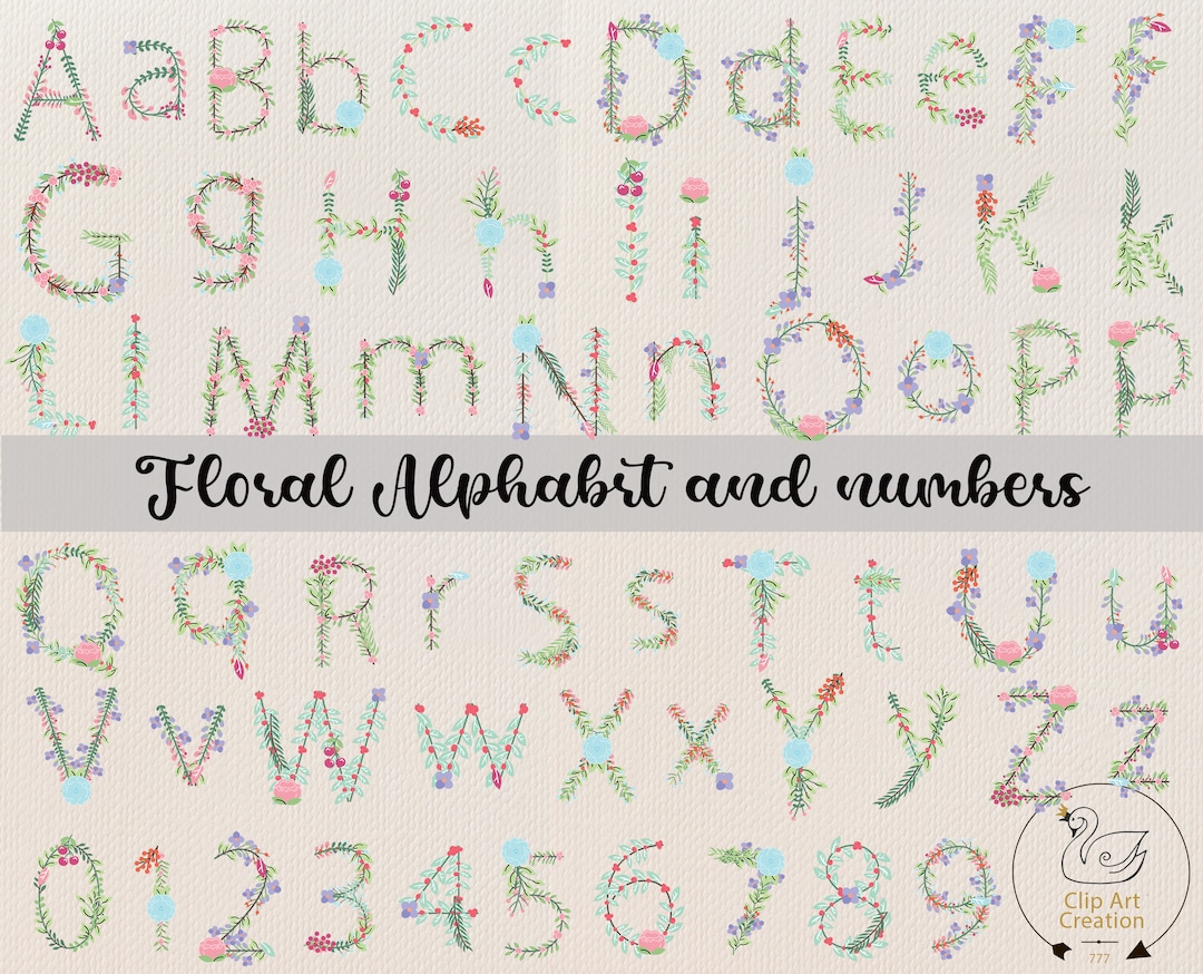 Floral Alphabet Clipart, Flower Alphabet Clipart, Wedding Letters PNG ...