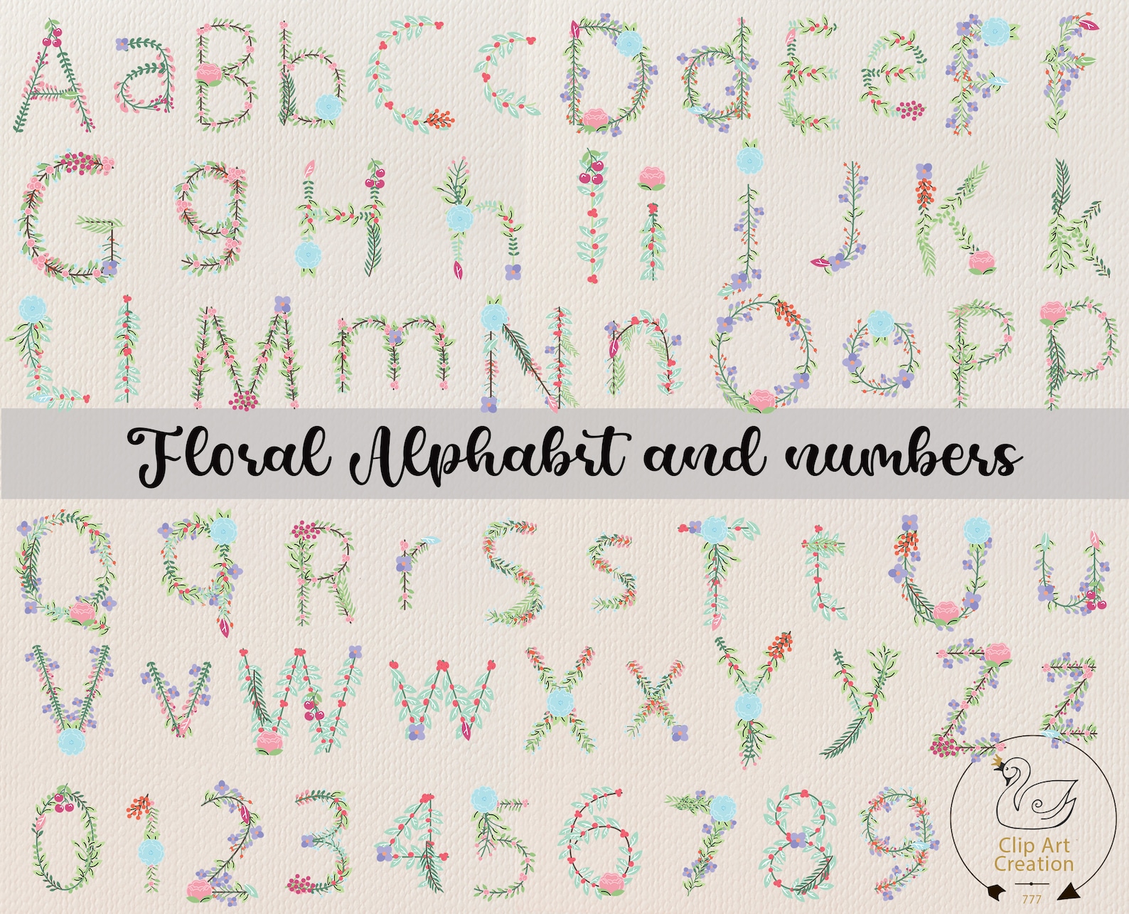 Floral Alphabet Clipart Flower Alphabet Clipart Wedding - Etsy