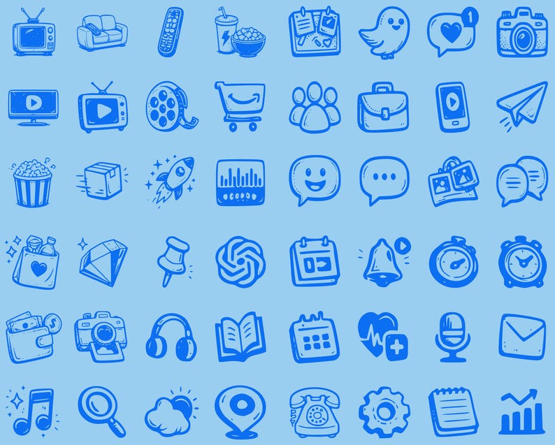 Blue App Icon Pack: 200+ Icons & Wallpapers (iphone / Ipad) (digital ...