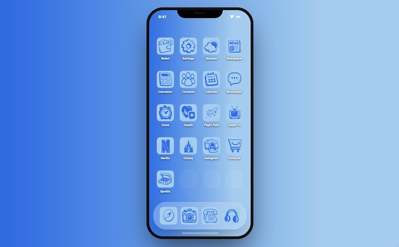 Blue App Icon Pack: 200+ Icons & Wallpapers (iphone / Ipad) (digital ...
