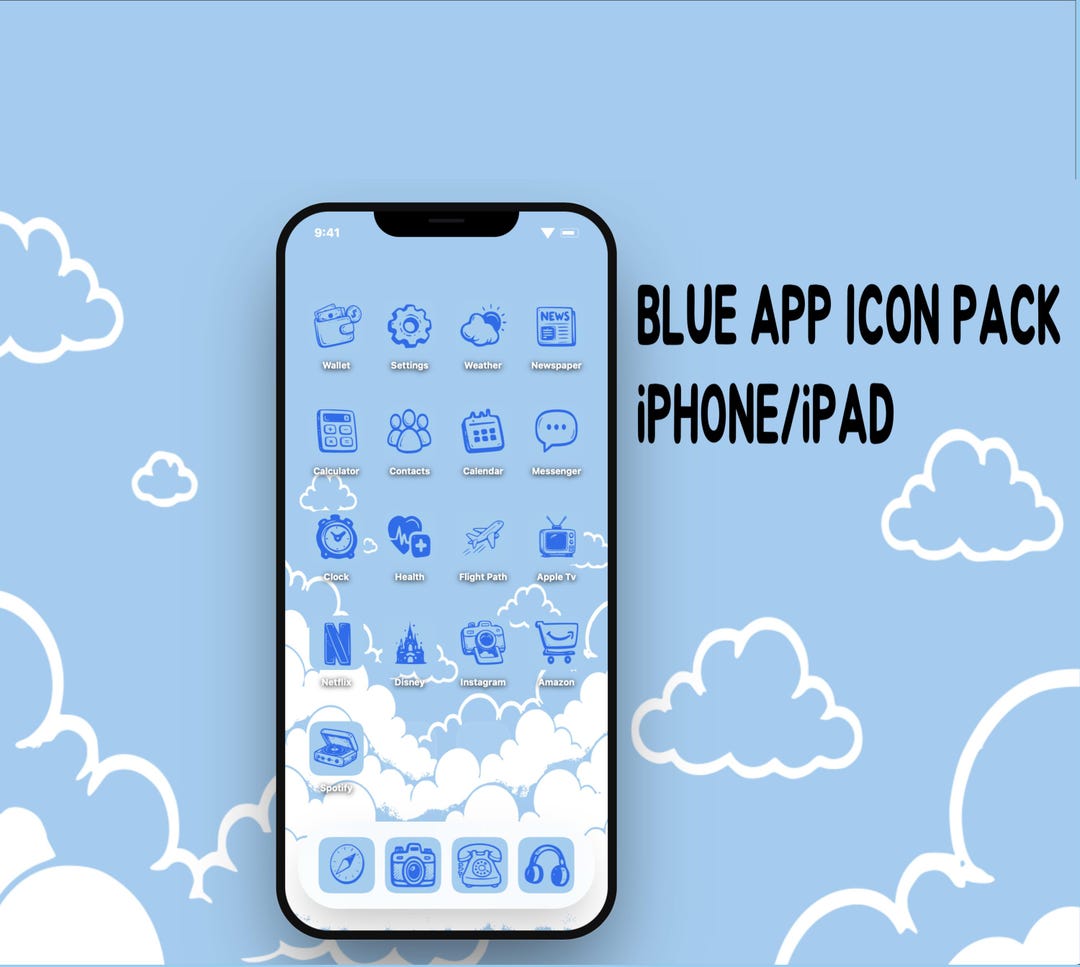 Blue App Icon Pack: 200+ Icons & Wallpapers (iphone / Ipad) (digital ...