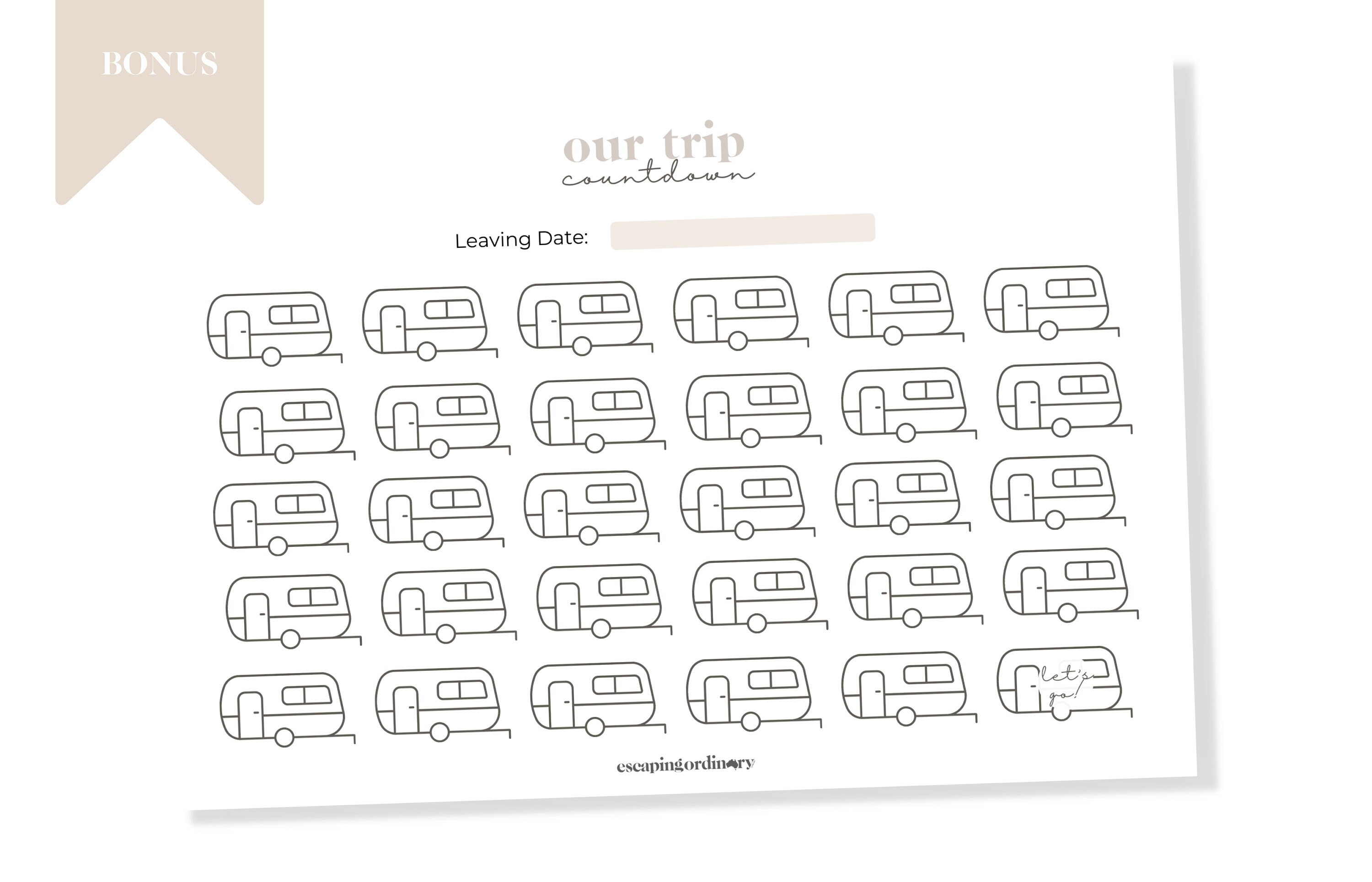 Caravan Savings Visual - Printable Digital Download - Etsy Australia