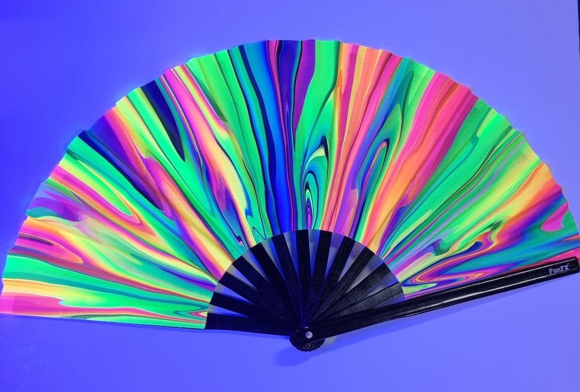 UV Flow Glo Hand Fan/ Rave Fan/ Festival Fan/ Club Fan/ Large - Etsy ...