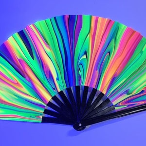 UV Flow Glo Hand Fan/ Rave Fan/ Festival Fan/ Club Fan/ Large - Etsy ...