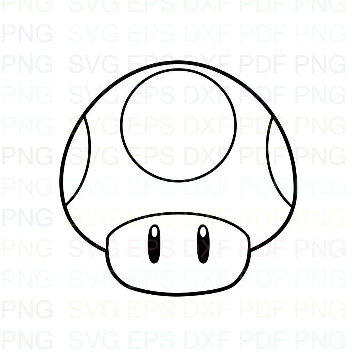 Super Mario Mushroom Outline Svg Stitch silhouette Coloring | Etsy