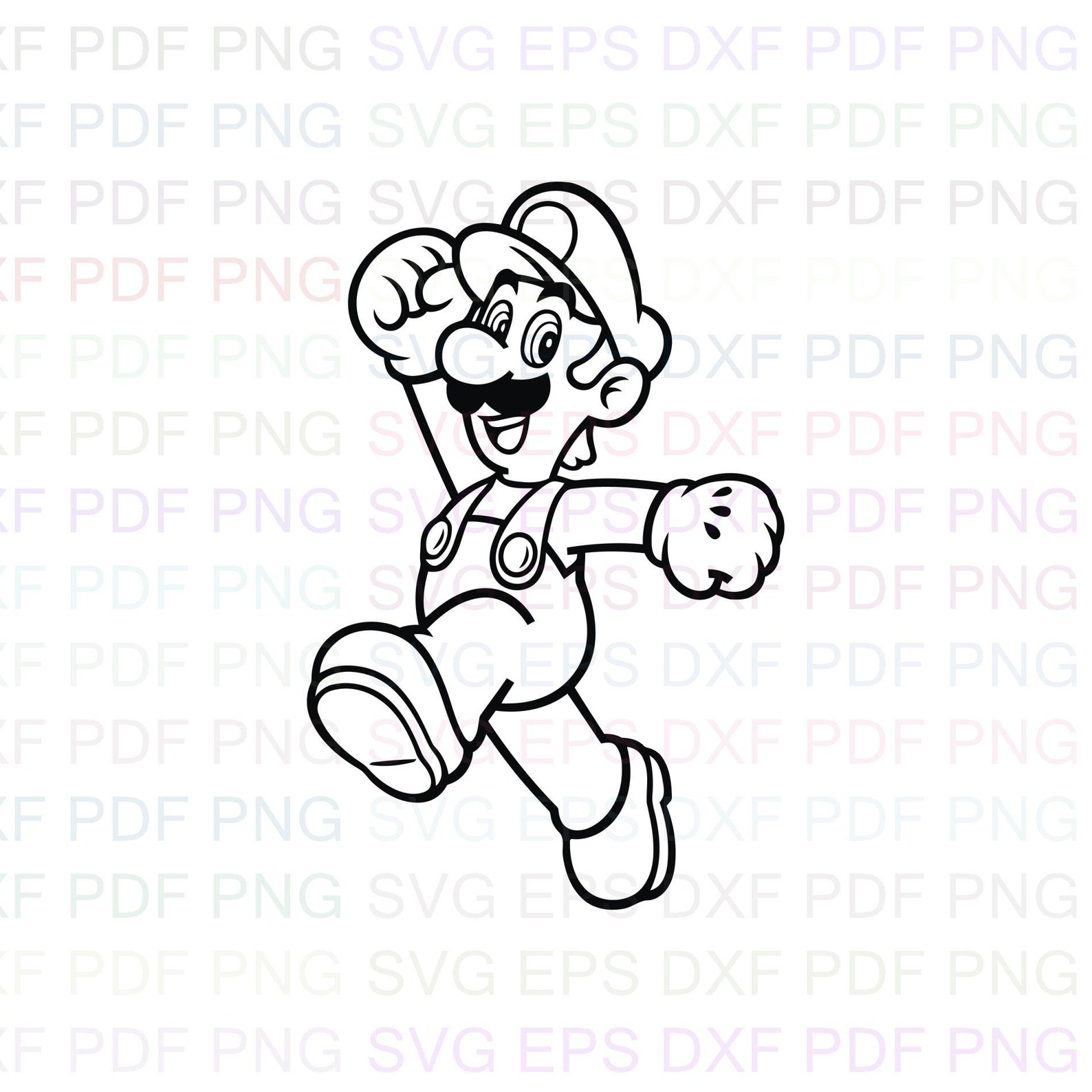Super Mario Bros Luigi Winner Outline Svg Stitch silhouette | Etsy