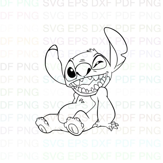 Stitch Smiling Lilo And Stitch Outline Svg Stitch silhouette | Etsy